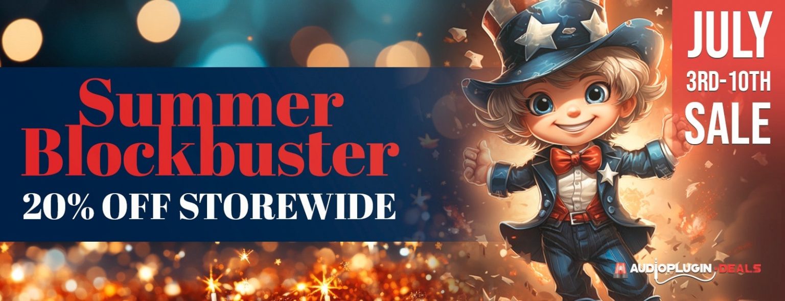 Audio Plugin DealsがSummer Blockbuster Event開始、セール品を含むストア内の全製品が追加で20%OFF ...